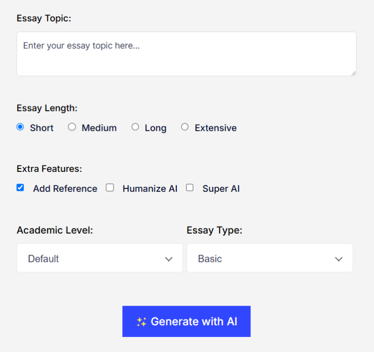AI Essay Generator Free – Generate High-Quality Essays Instantly